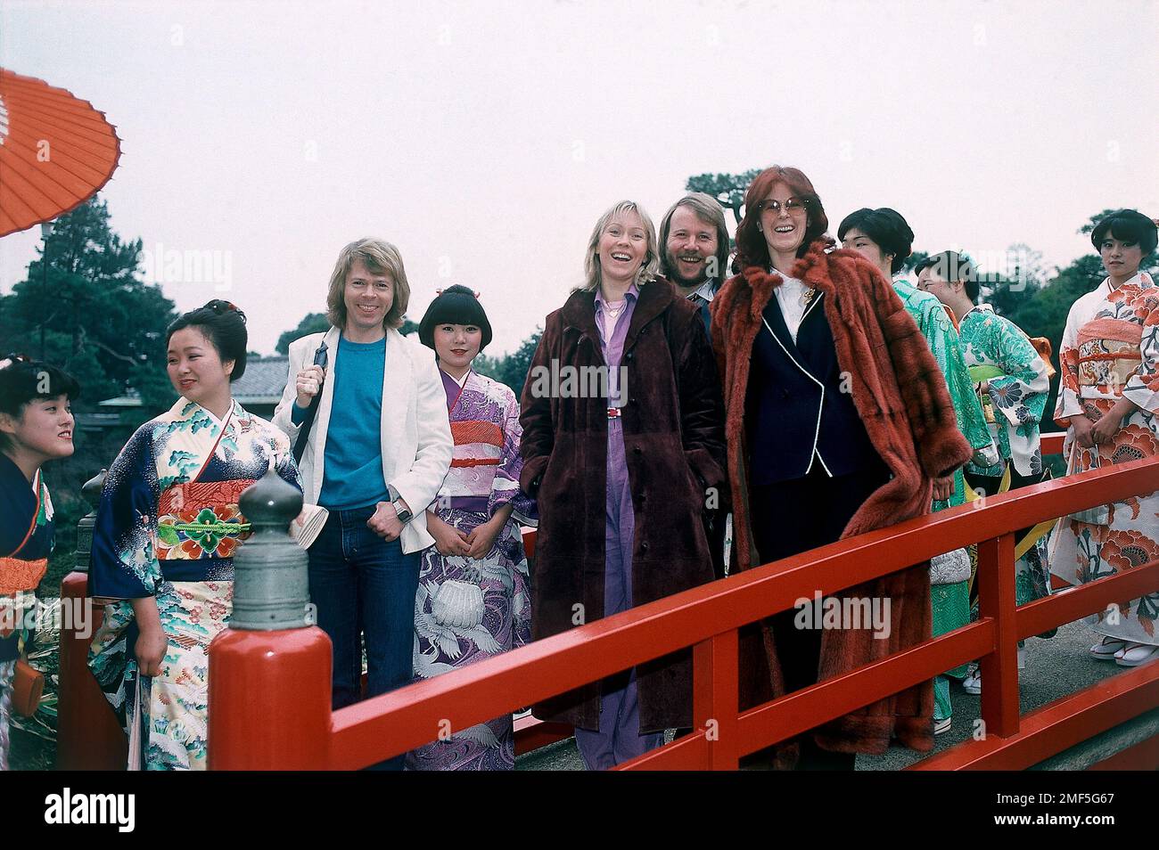 Members of the pop group ABBA pose together at their hotel's Japanese ...