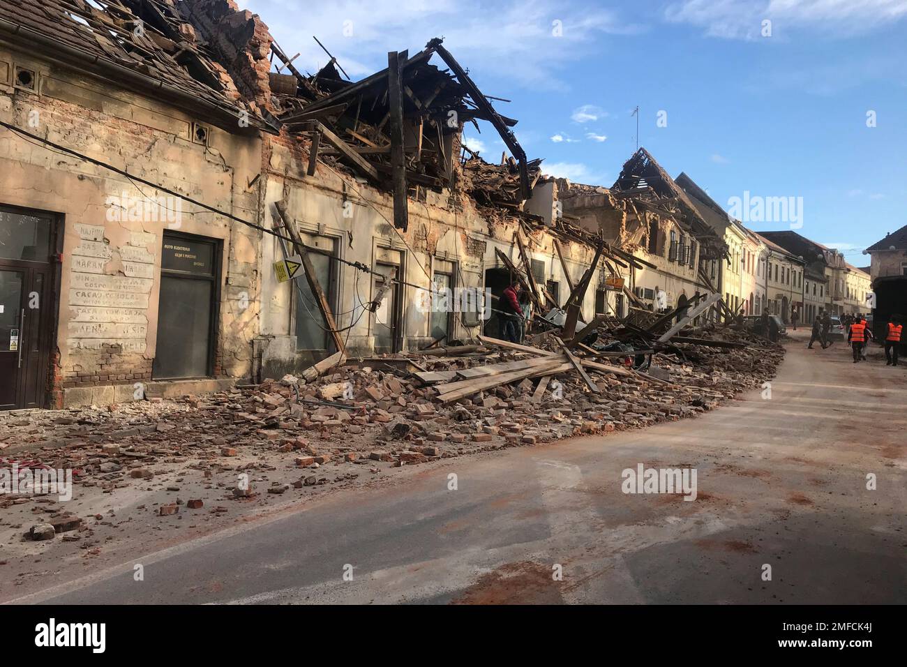 A view of buildings damaged in an earthquake, in Petrinja, Croatia ...