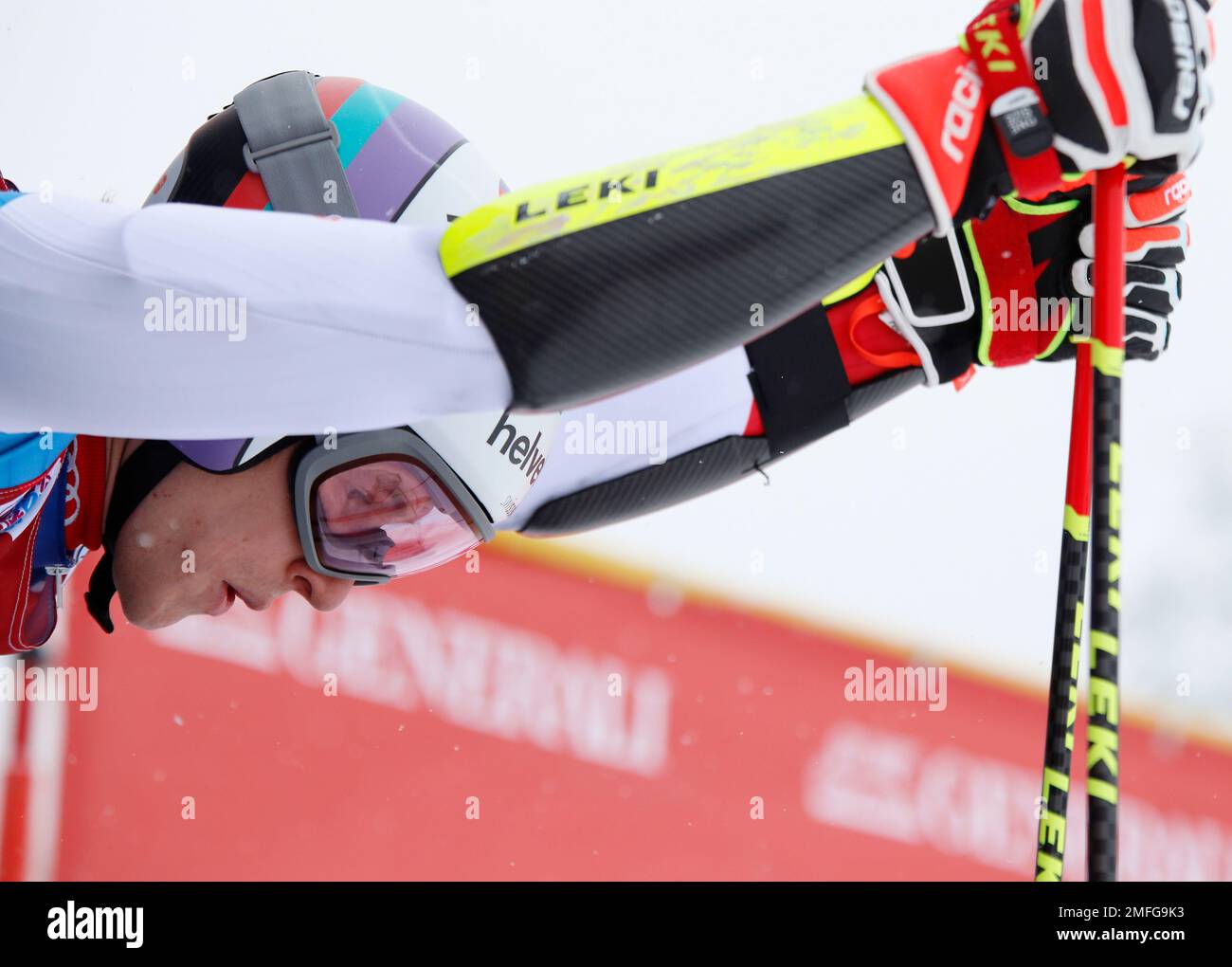 Switzerland's Marco Odermatt prepares to start the second run of an ...