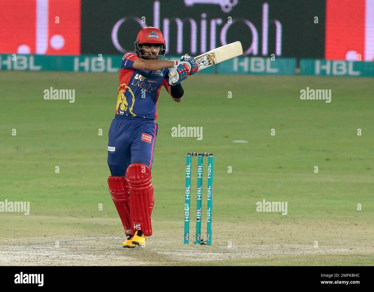 Karachi Kings Babar Azam plays a shot against Lahore Qalandars during ...