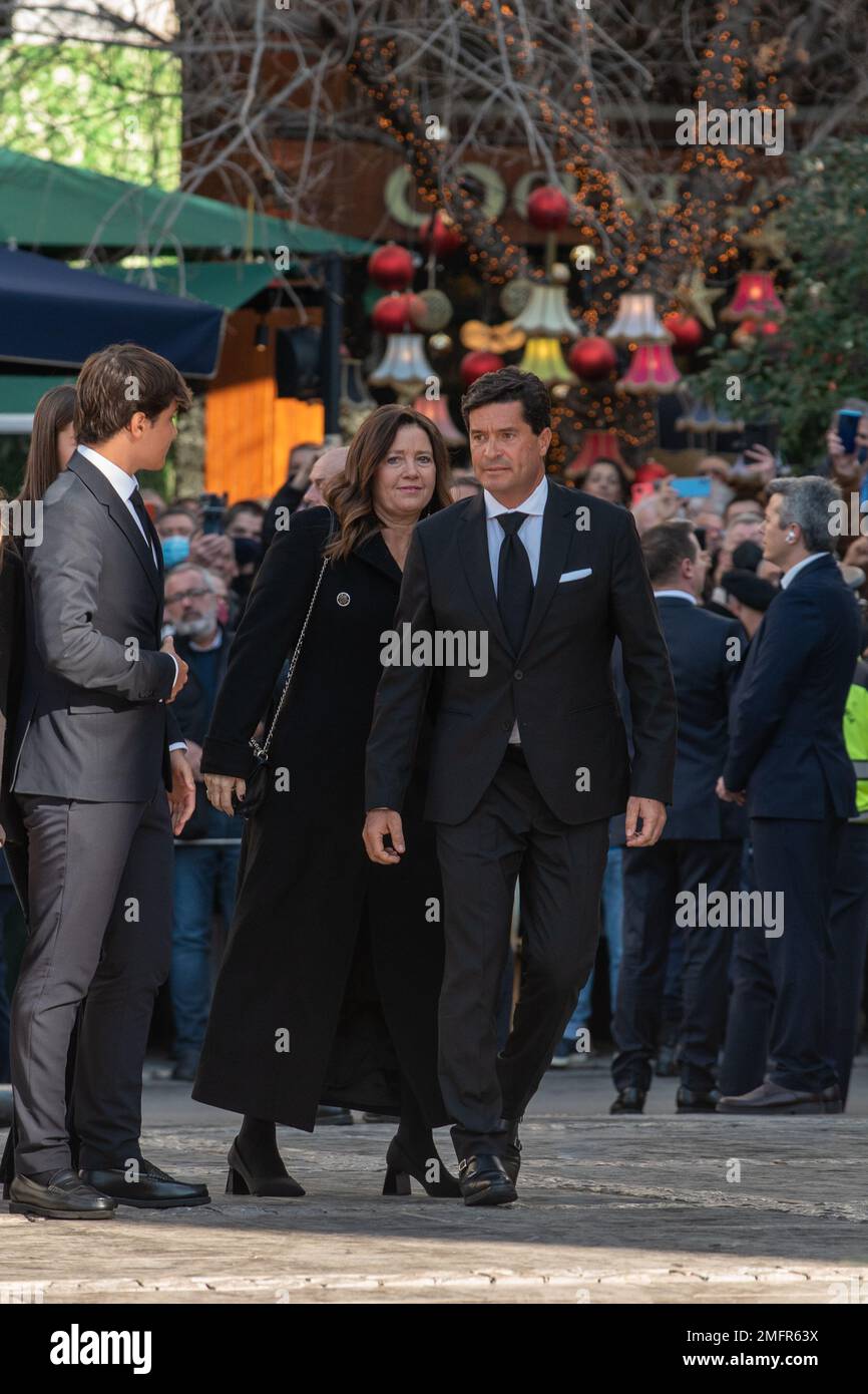 Athen, Griechenland. 16. Januar 2023 Prinzessin Alexia und Carlos Javier Morales Quintana kommen ...