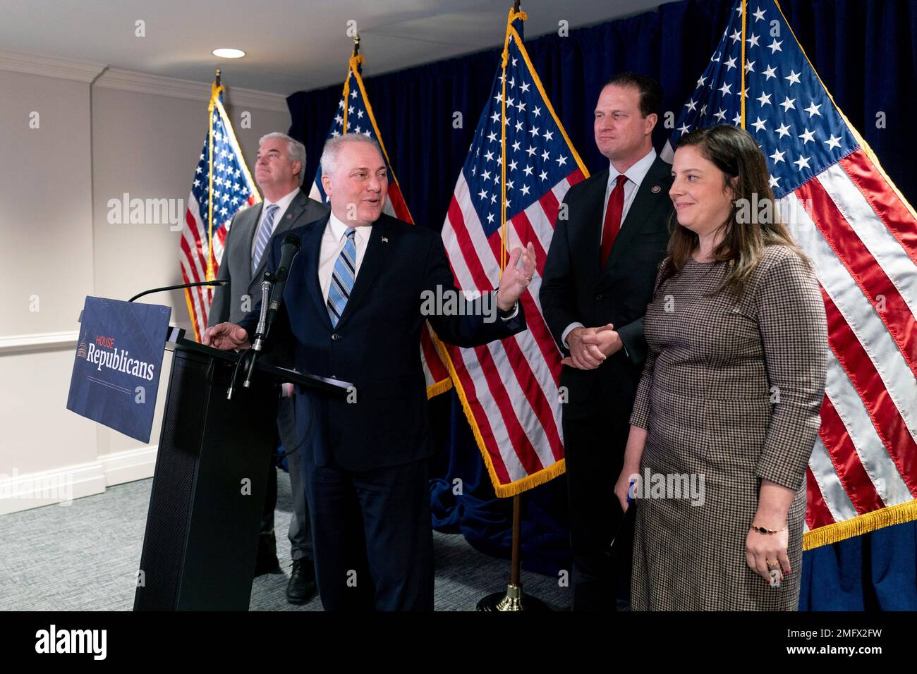 House Majority Leader Rep. Steve Scalise, R-La., accompanied by ...