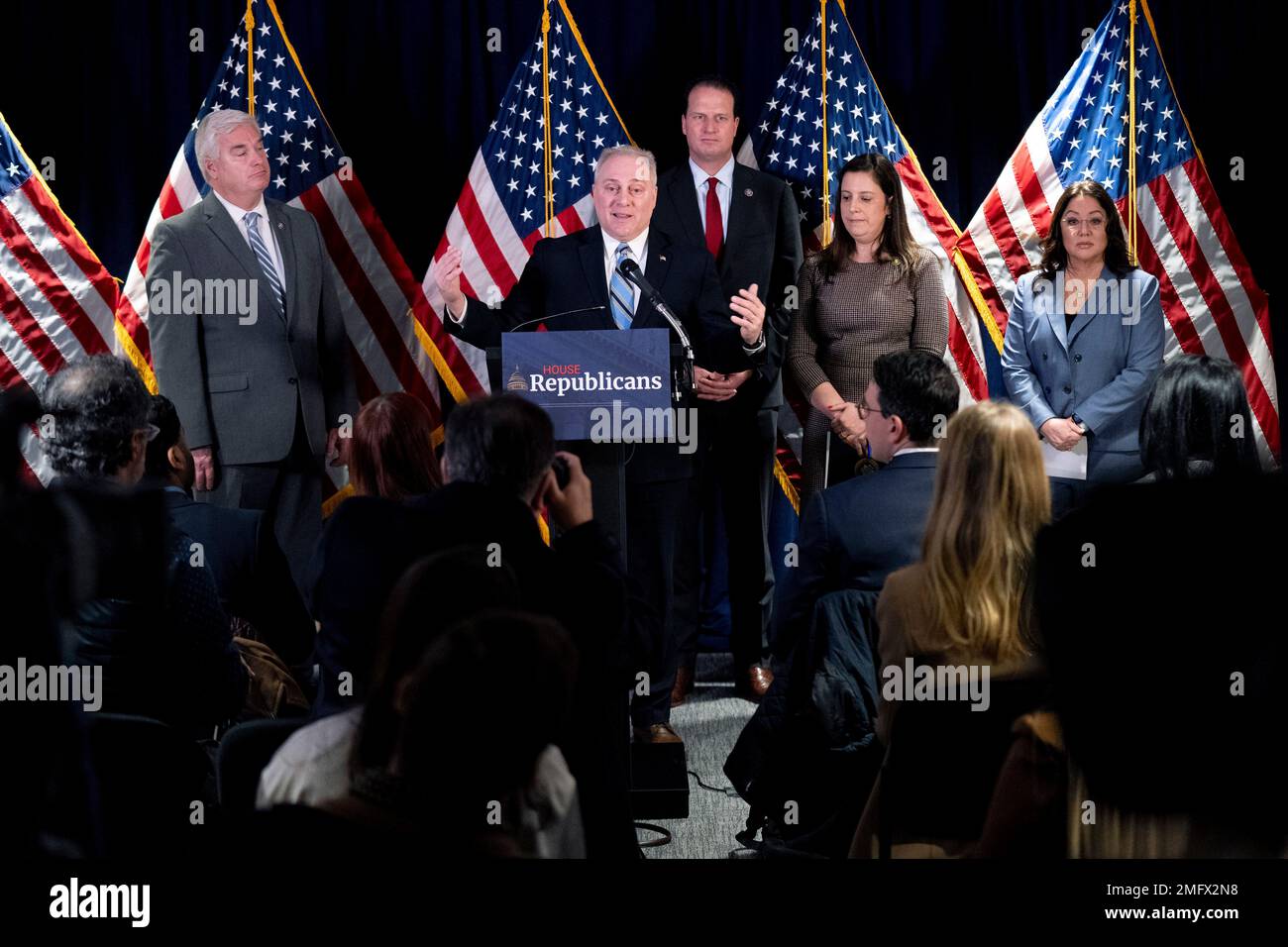 House Majority Leader Rep. Steve Scalise, R-La., accompanied by ...