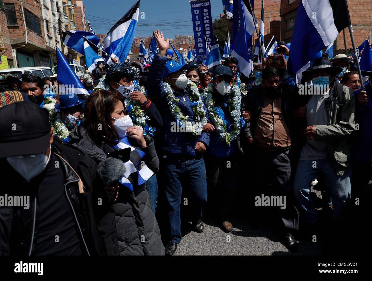 Luis Arce Catacora, center, Bolivian presidential candidate for the ...