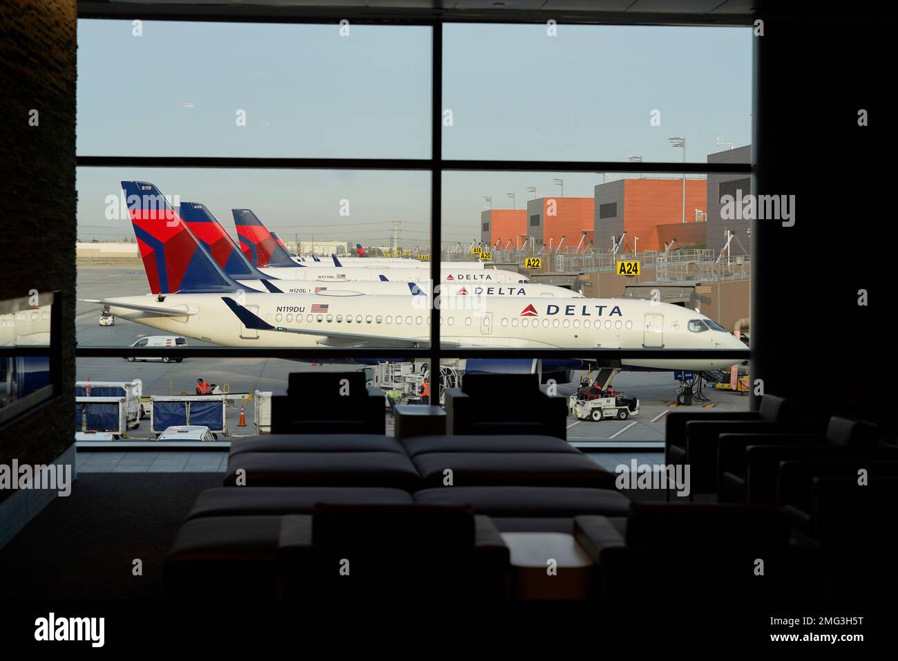 Delta flights are shown at their gates in new terminal at the Salt Lake ...
