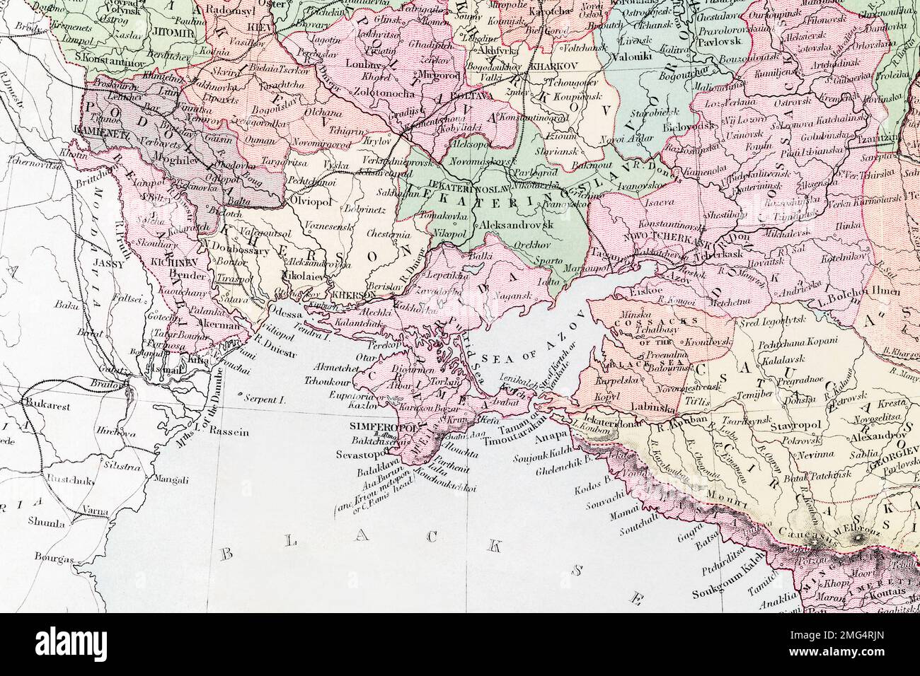 1873 Atlas-Karte der Südlichen Ukraine und Krim/Krim-Halbinsel im 19 ...