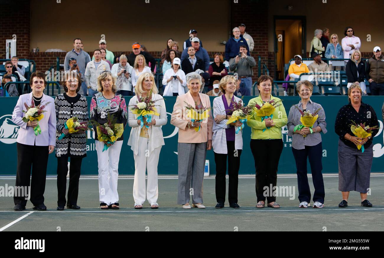 FILE - In this April 7, 2012, file photo, members of the original nine ...