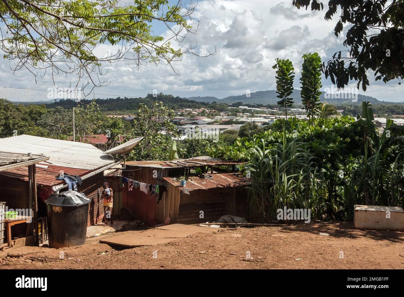 Illegal habitats in the slum district of Mont Baduel, in Cayenne ...