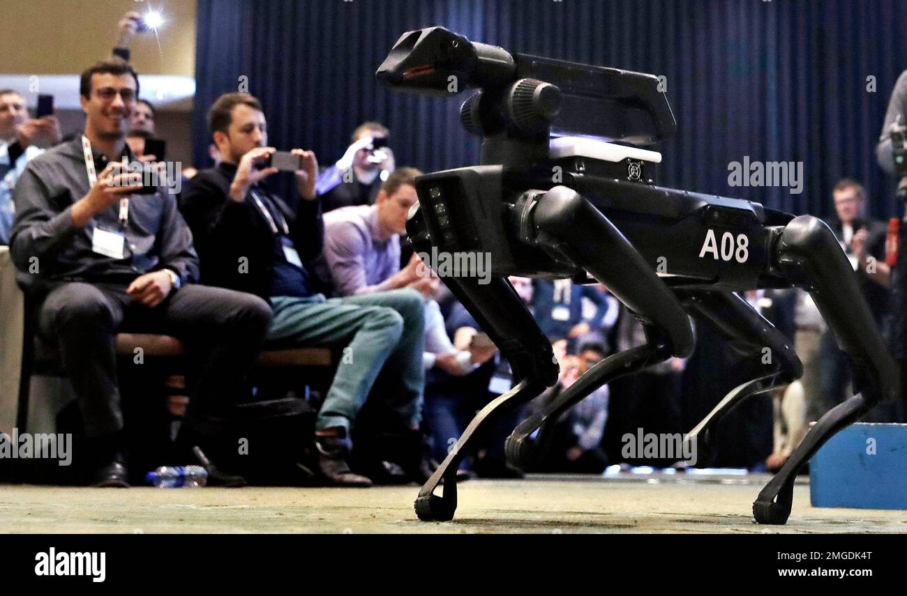 FILE - In this May 24, 2018, file photo, a Boston Dynamics SpotMini ...