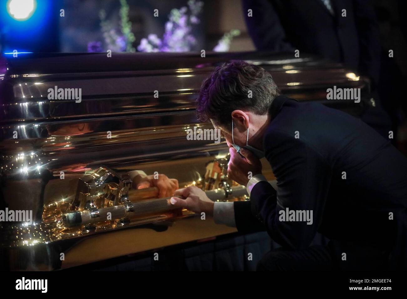 Minneapolis Mayor Jacob Frey kneels and weeps by the casket of George ...