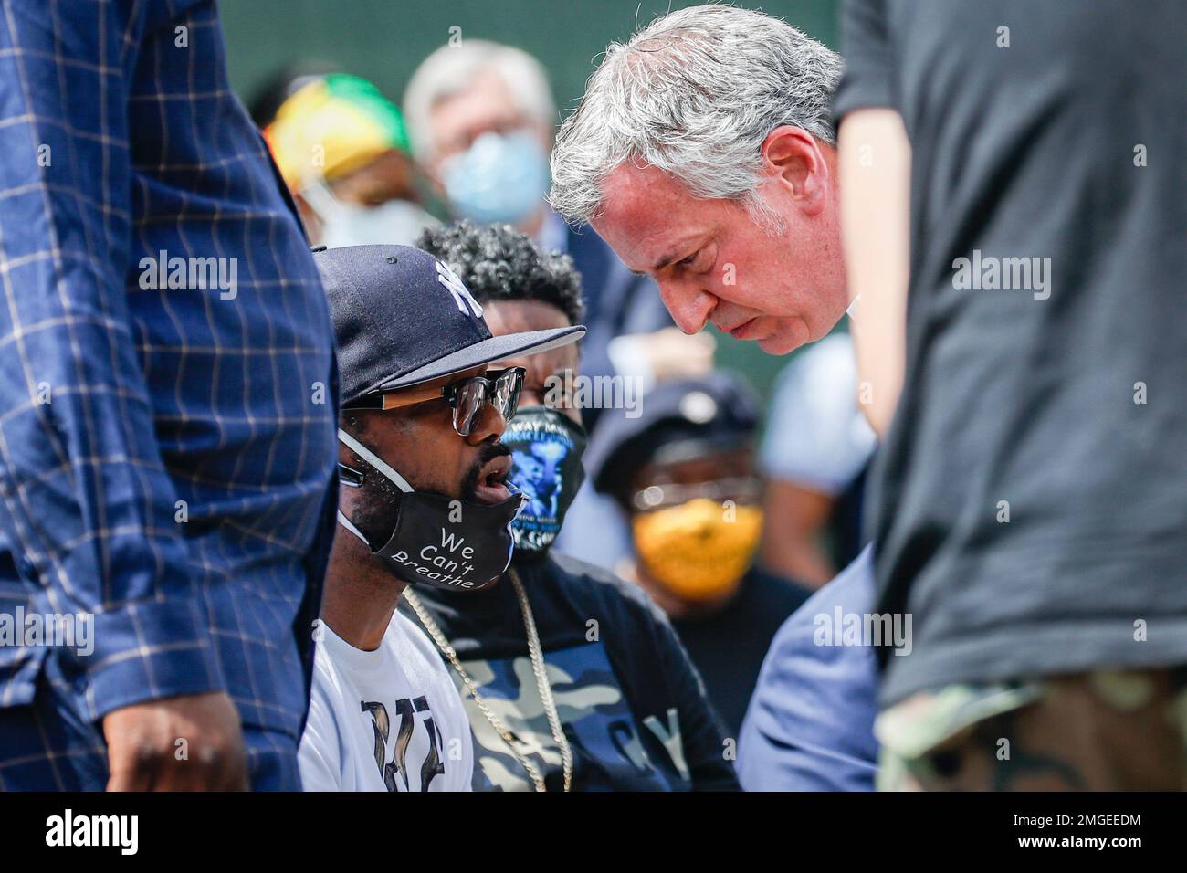 Terrence Floyd, brother of the deceased George Floyd, left, speaks with ...