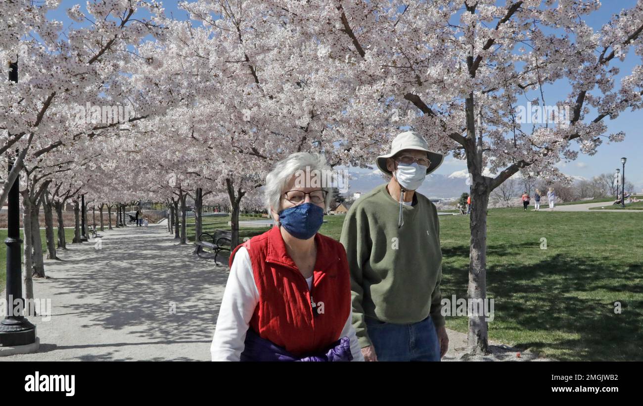 Reva and Mac Anderson walk around the Utah State Capitol Friday, April ...