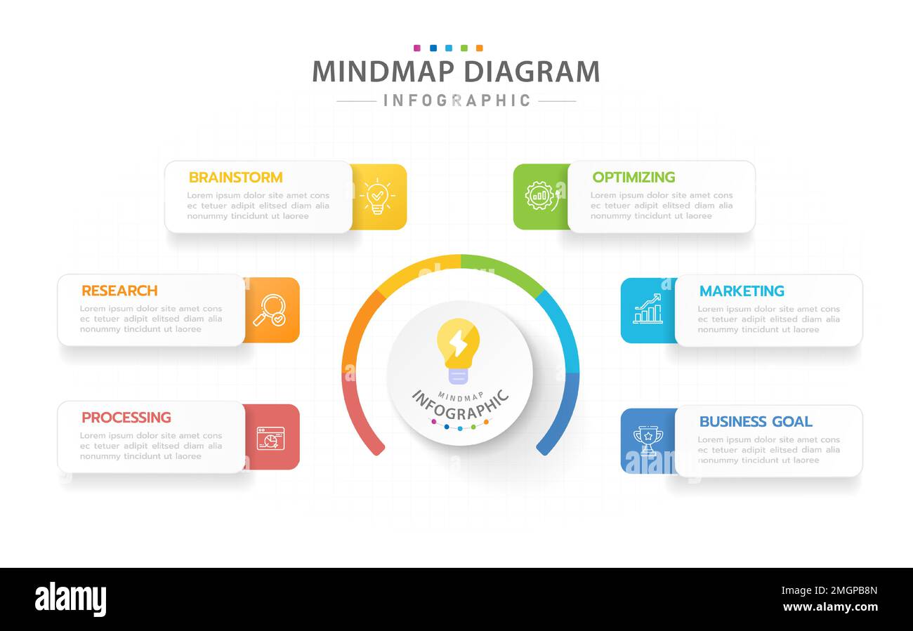 Infografik-Vorlage für Unternehmen. 6 Schritte modernes Mindmap ... Infografik-Vorlage für Unternehmen. 6 Schritte modernes Mindmap ...