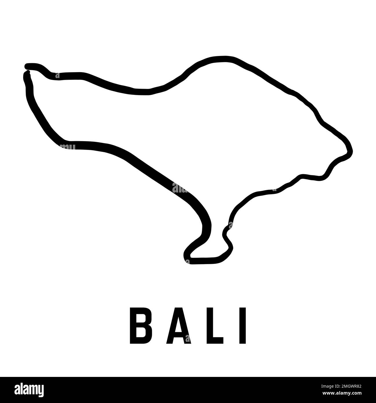 Bali-Inselkarte einfacher Umriss. Vektor handgezeichnete vereinfachte ...
