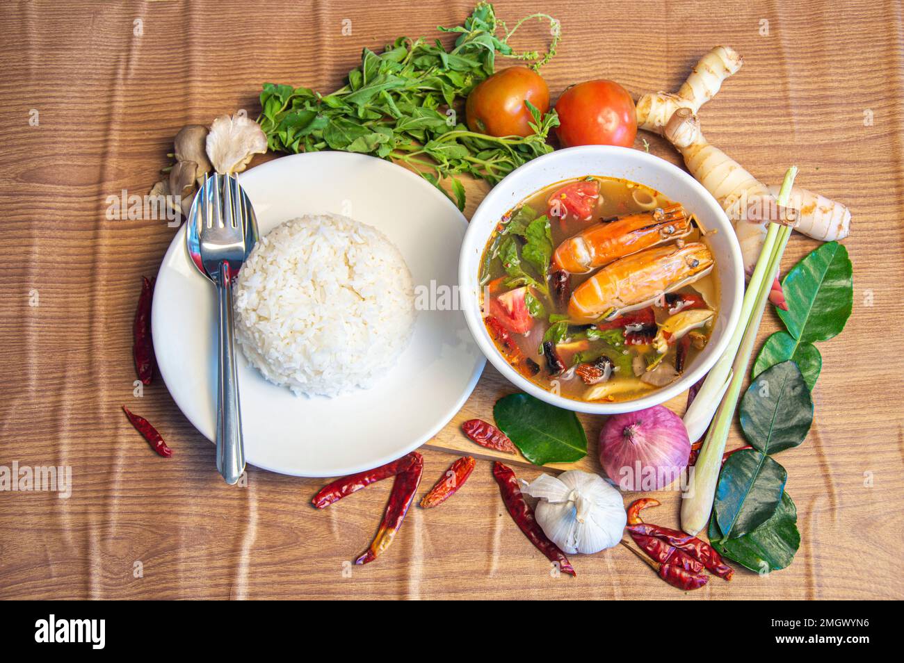 Tom Klong, Flussgarnelen, thailändisches Essen, thailändisches Street ...