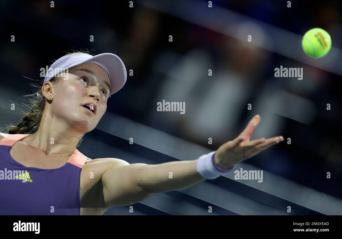 Kazakhstan's Elena Rybakina serves to Sofia Kenin of the U.S. during a ...