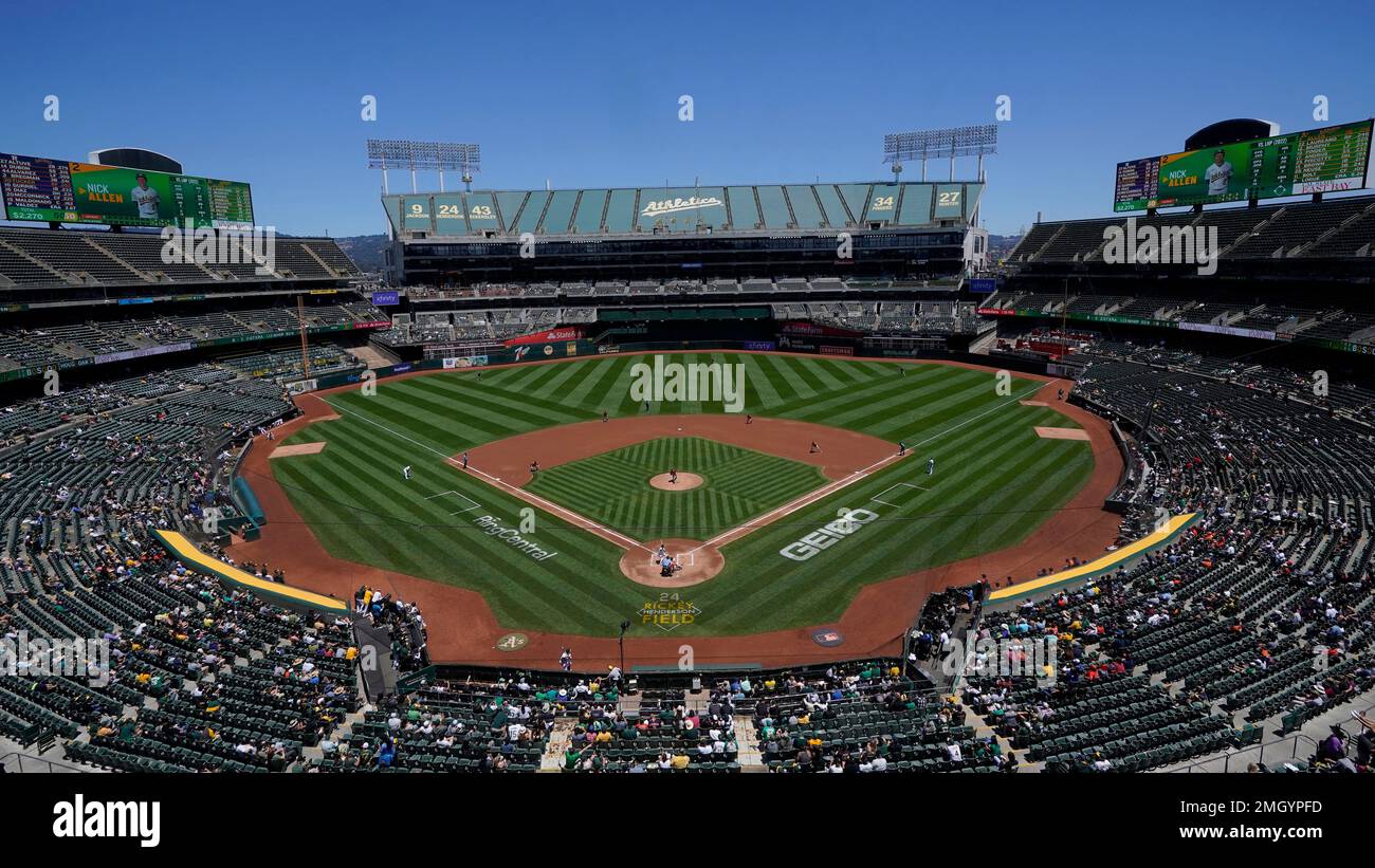 FILE - Fans at RingCentral Coliseum watch a baseball game between the ...