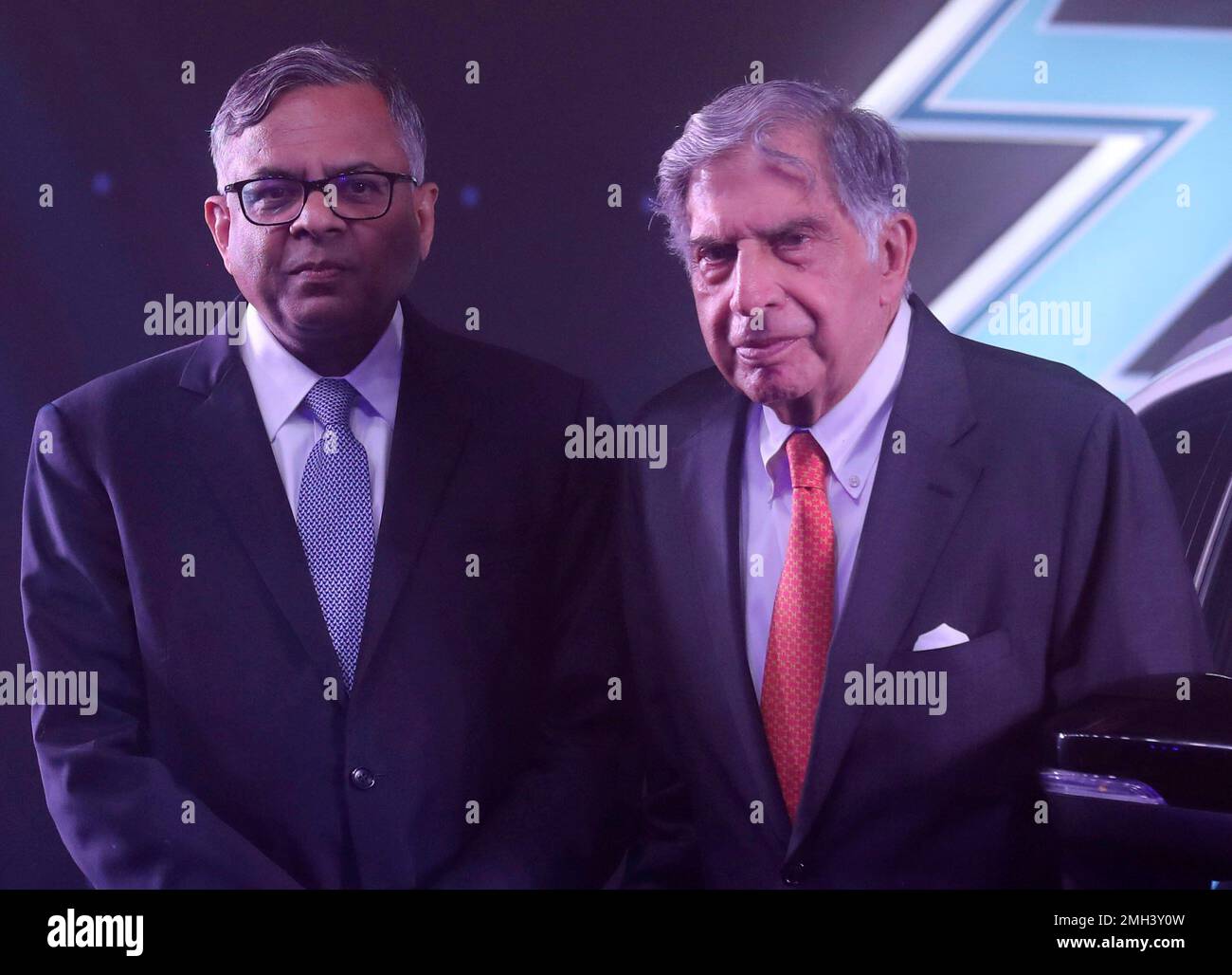 Tata Sons chairman Natarajan Chandrasekaran, left, and Tata group's ...