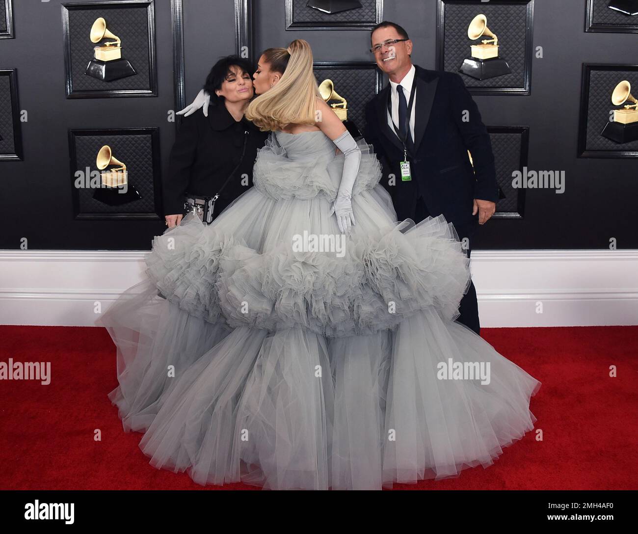 Joan Grande, from left, Ariana Grande, and Edward Butera arrive at the ...