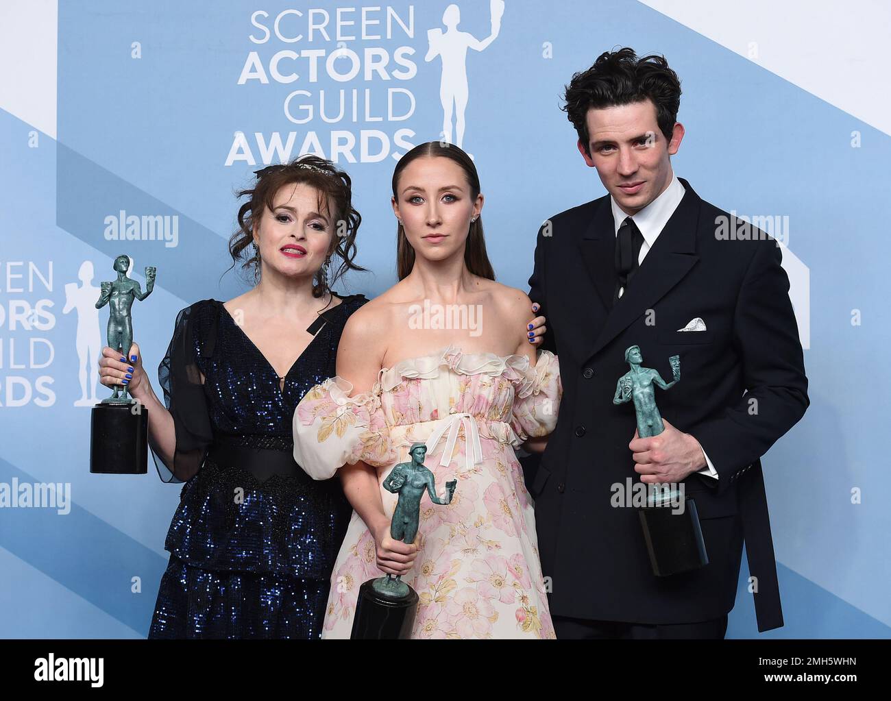Helena Bonham Carter, from left, Erin Doherty, and Josh O'Connor pose ...