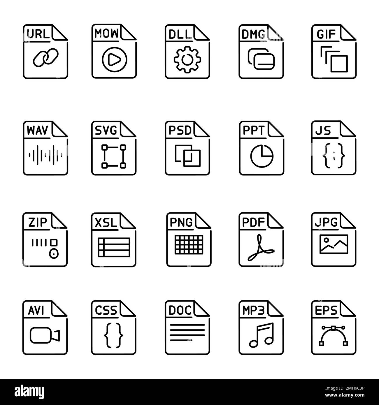 Typen Dateisymbole für Farblinien festgelegt. Format und Erweiterung ...
