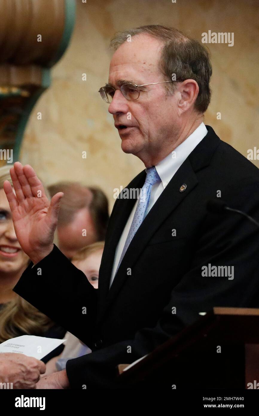 Lt. Gov. Delbert Hosemann, right, is sworn into office by Mississippi ...