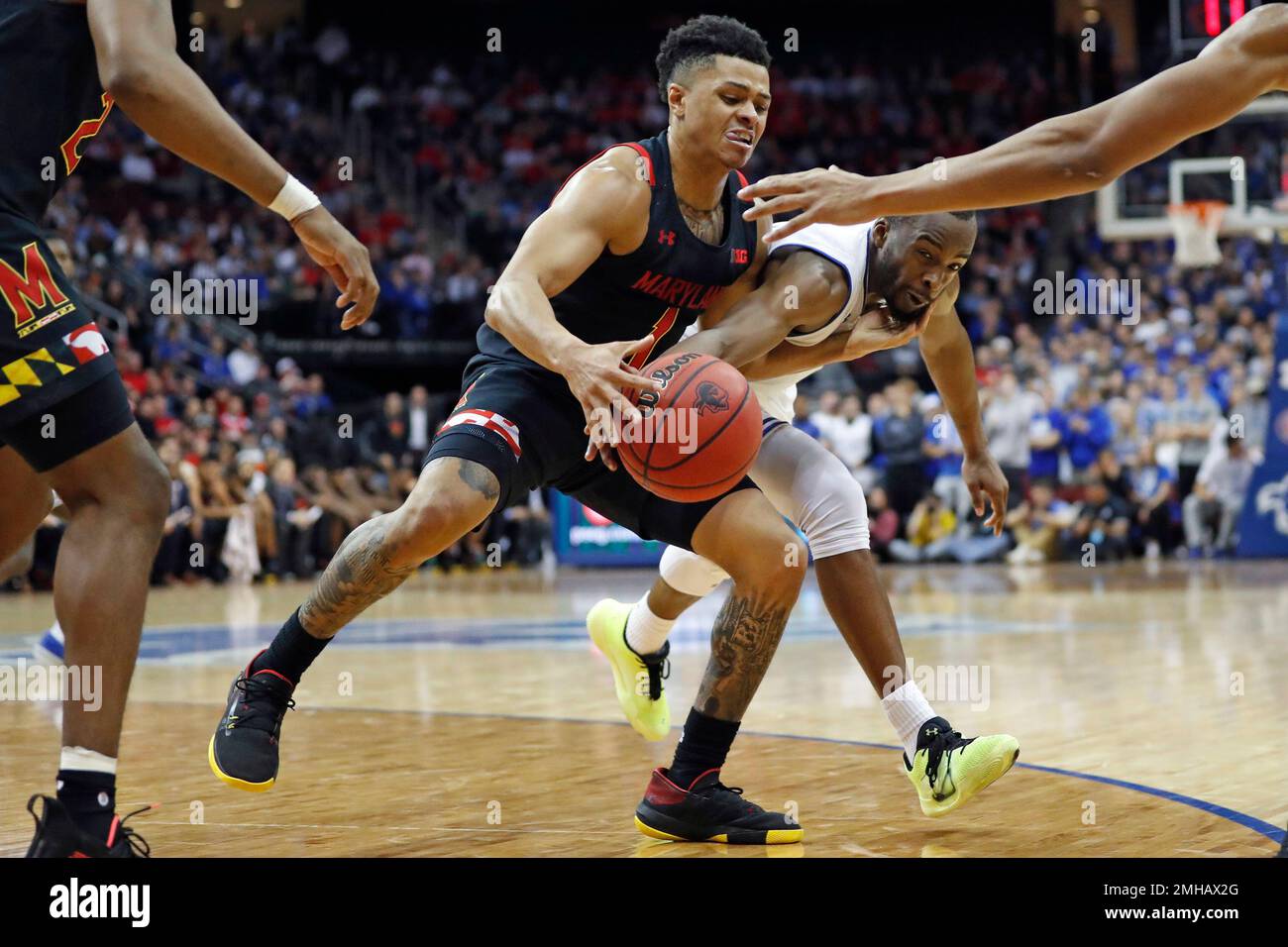 Seton Hall guard Quincy McKnight (0) tries to get the ball from ...