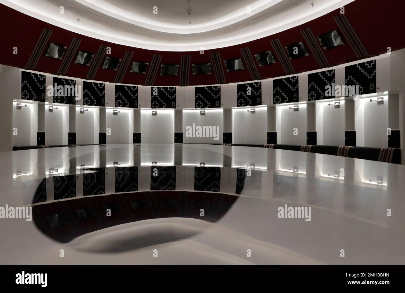 A general view of the teams dressing room of Al Bayt Stadium, one of ...