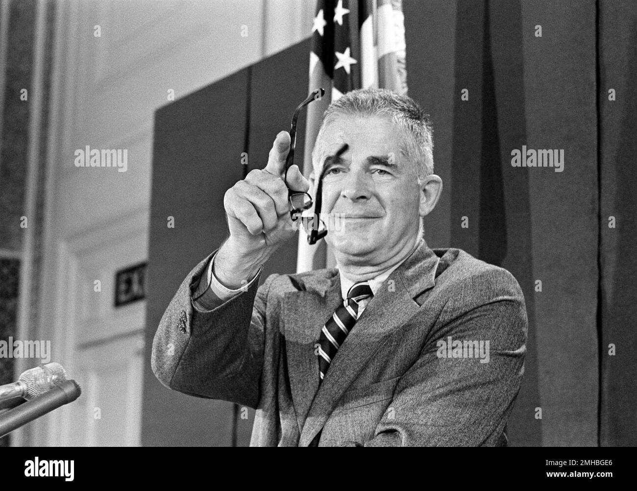 Special Prosecutor Archibald Cox gestures as he tells a Washington news ...