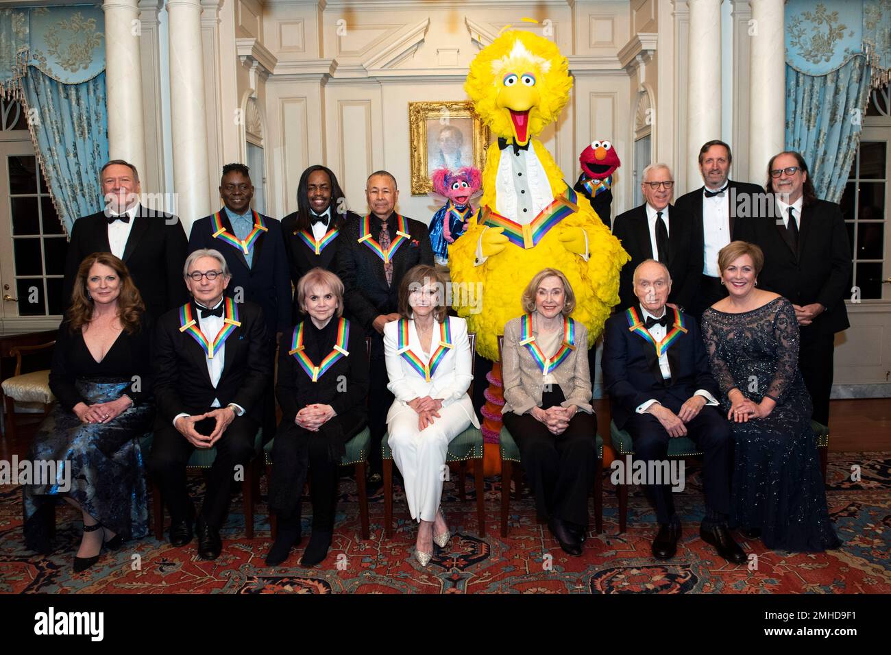 Front row from left, Susan Pompeo, 2019 Kennedy Center Honorees Michael ...