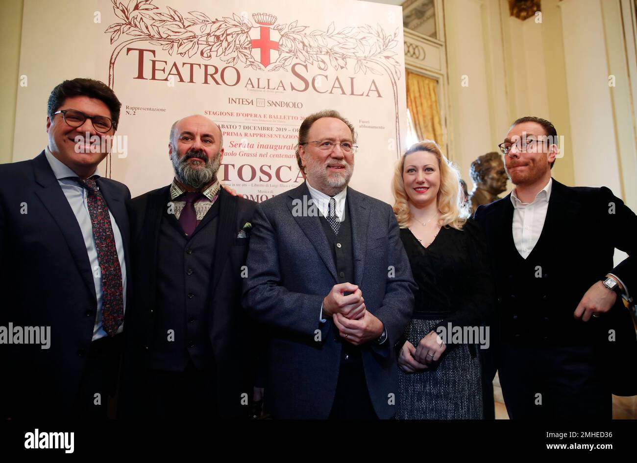 From left, baritone Luca Salsi, director Davide Livermore, conductor ...