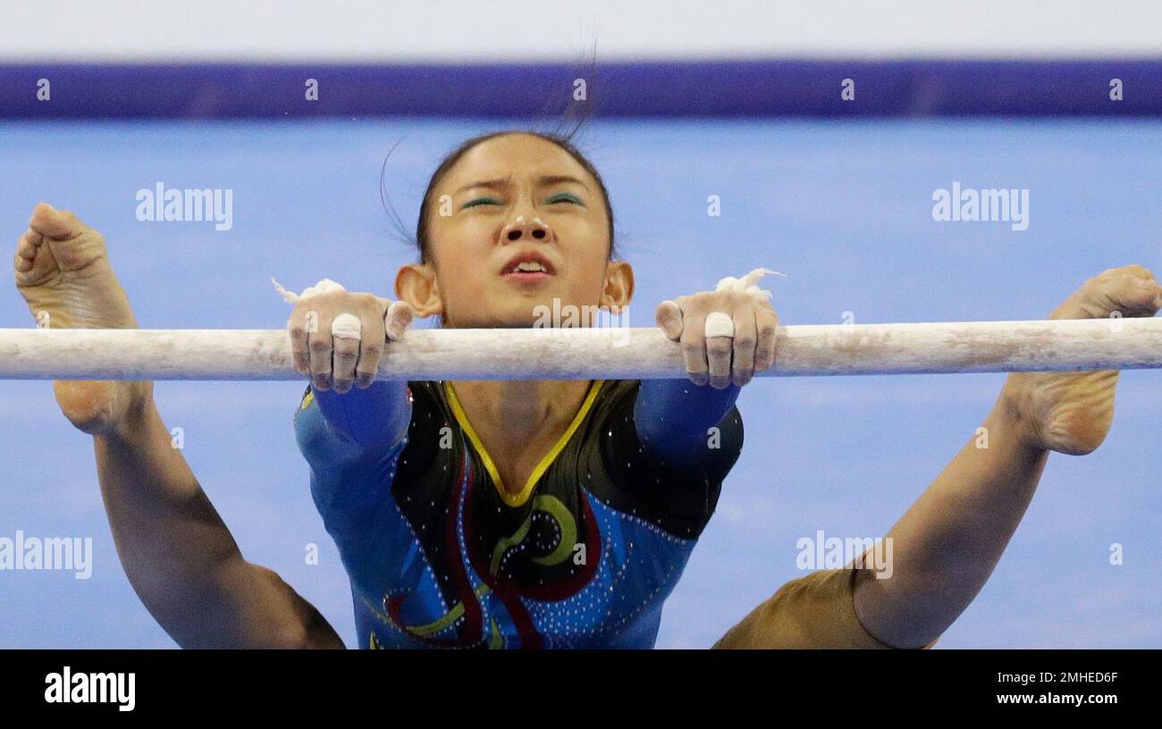 Malaysia's Rachel Yeoh Li Wen on the uneven bars during the women's ...