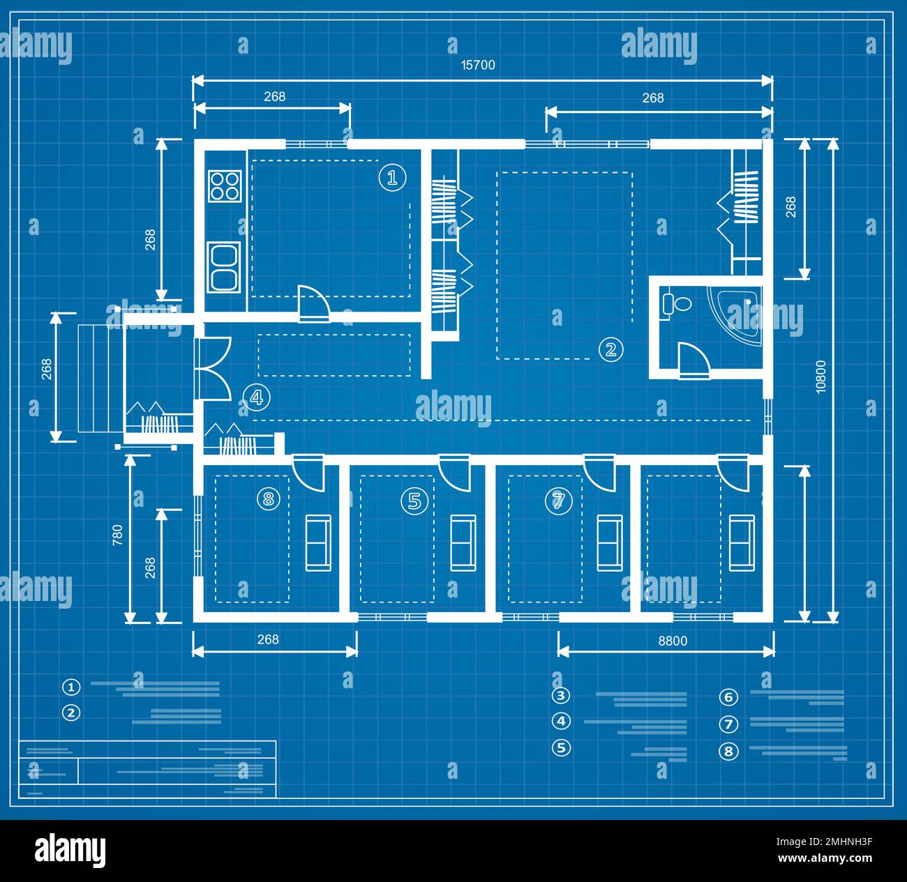 Bauplan Baupläne. Die Abbildung des Drehskizzens des Bauwerks und des ...