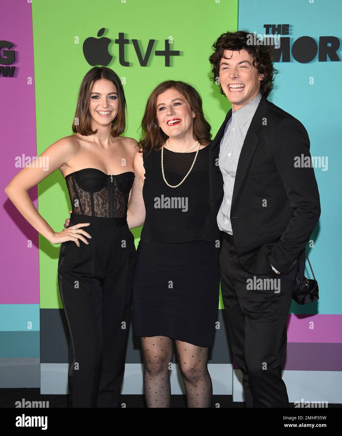 Actress Ella Hunt, left, showrunner Alena Smith and actor Adrian Blake ...