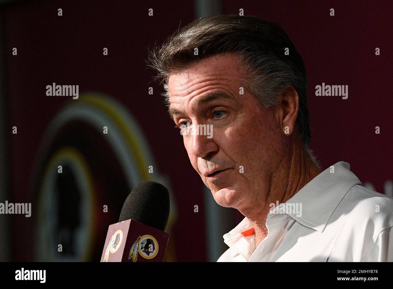 Washington Redskins president Bruce Allen speaks to the media at an NFL ...
