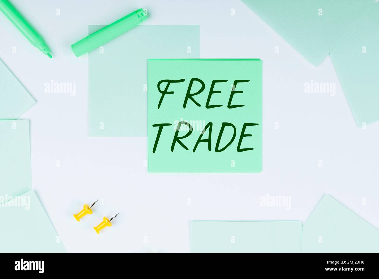 Das Textzeichen zeigt „Freihandel, Unternehmen“ und zeigt die Fähigkeit ...