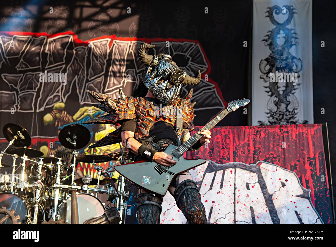 Mike Derks as Balzac the Jaws of Death of GWAR performs during Louder ...