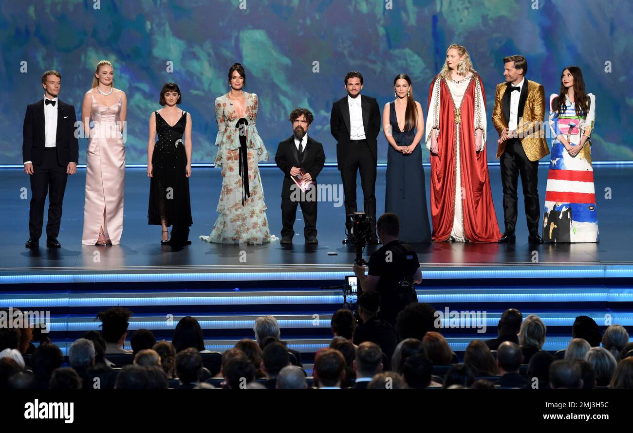 Alfie Allen, from left, Sophie Turner, Maisie Williams, Lena Headey ...