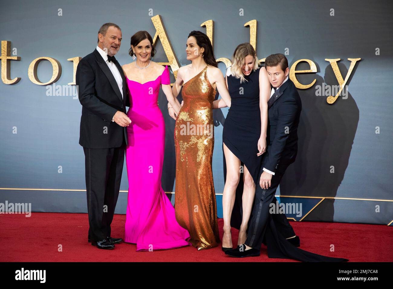 Actor Hugh Bonneville, from left actors, Elizabeth McGovern, Michelle ...