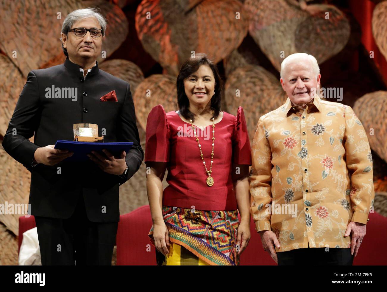 Philippine Vice President Leonor Robredo, center, and Ramon Magsaysay ...