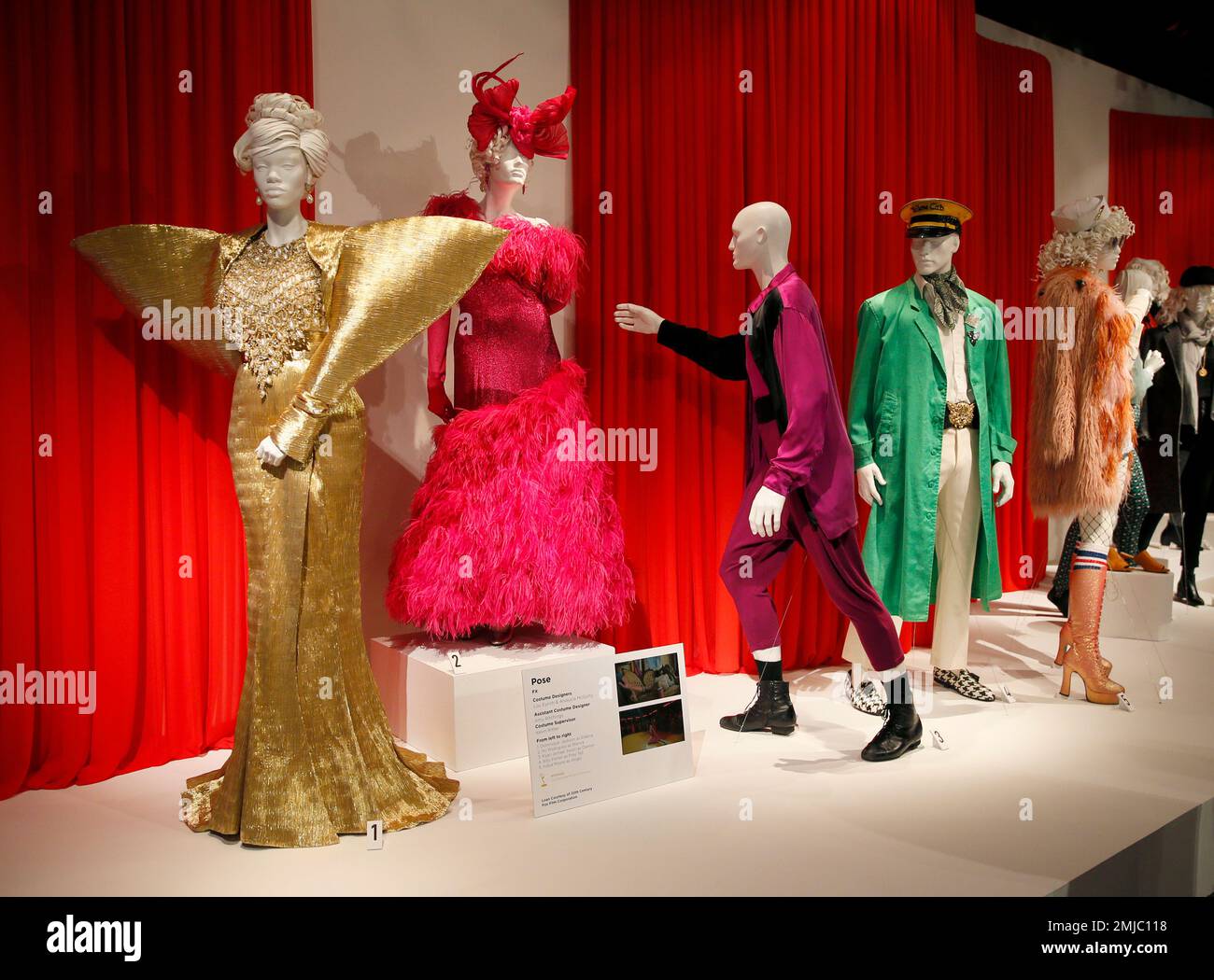 Costumes from the Emmy nominated show "Pose" appear on display at the ...