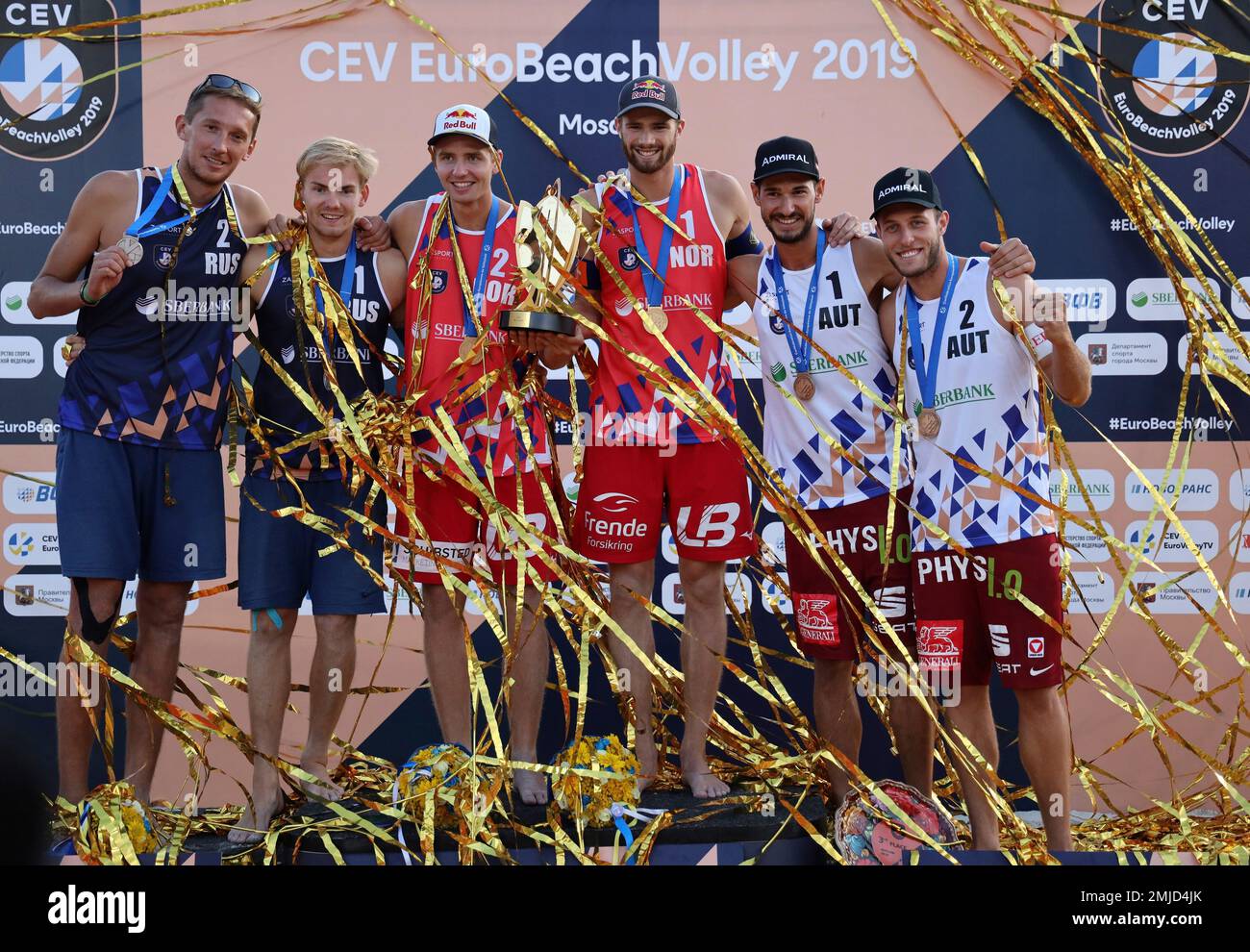 From the left: Russia's Konstantin Semenov and Ilya Leshukov, Norway's Anders Berntsen Mol, left ...