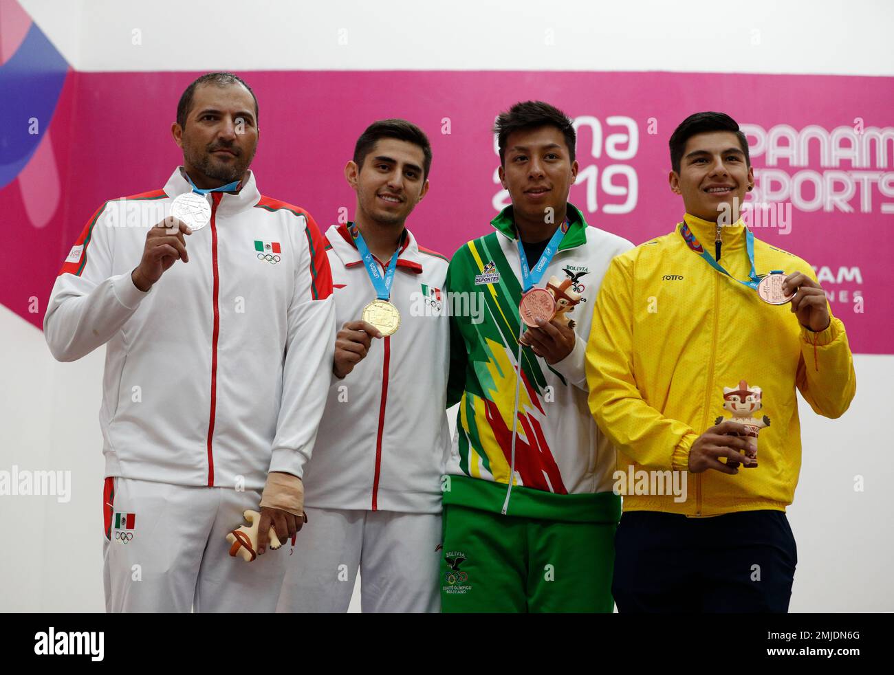 From left, silver medalist Mexico's Alvaro Beltran, gold medalist ...