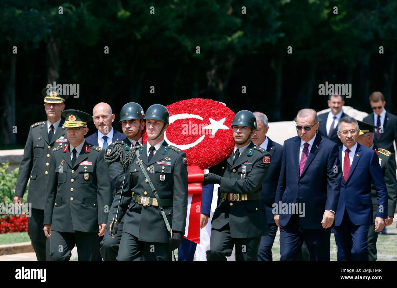 Turkey's President Recep Tayyip Erdogan, second right, ministers and ...