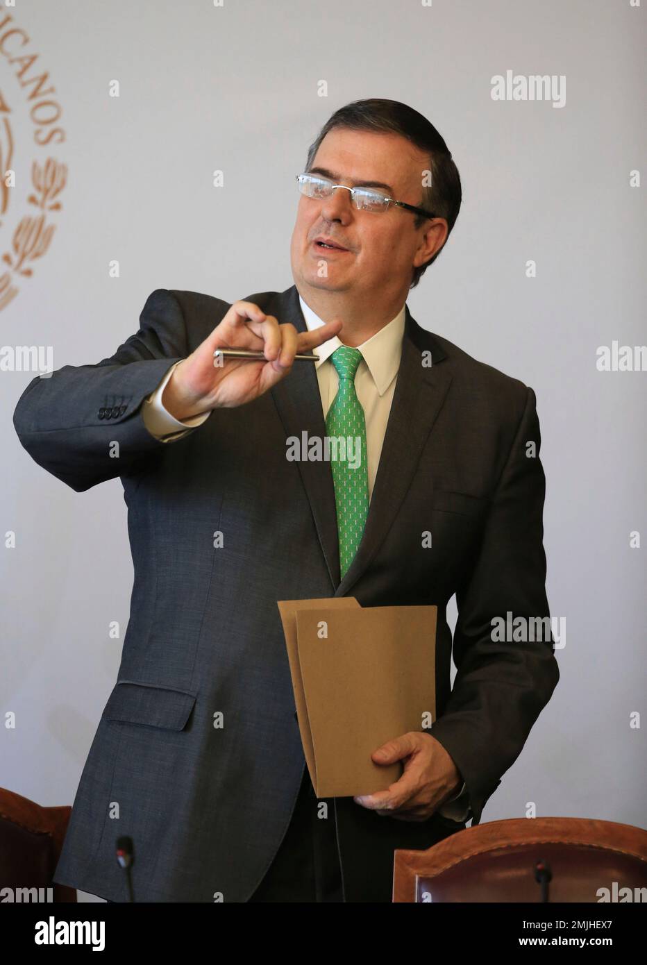 Mexican Foreign Minister Marcelo Ebrard gives a press conference about ...