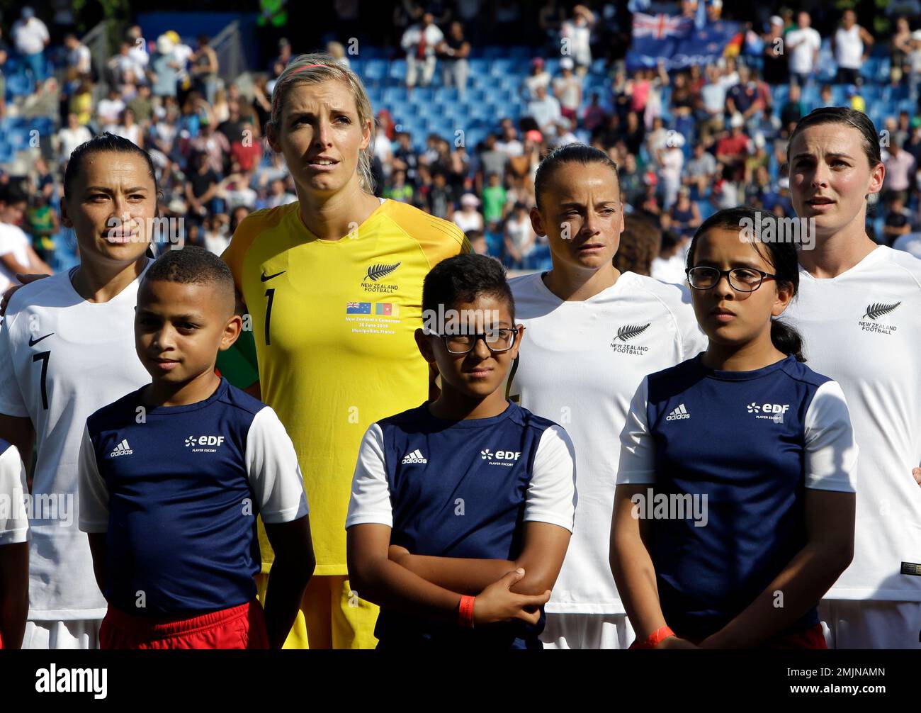 New Zealand's Ali Riley, goalkeeper Erin Nayler, Ria Percival and Anna ...