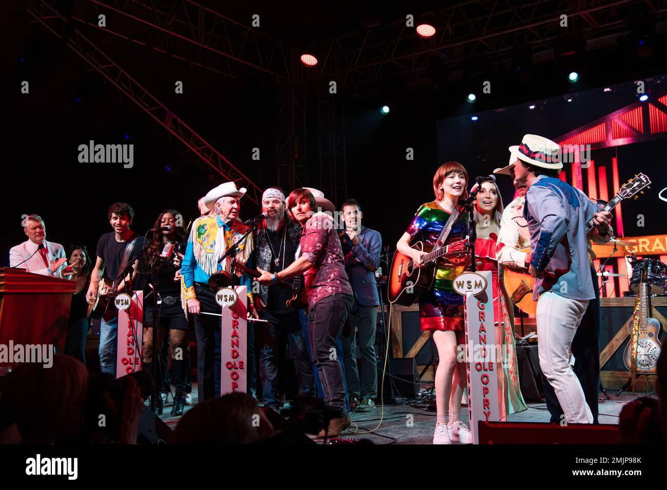 Woody Paul, from left, Steve Earle, Joey Miskulin, Charlie Worsham ...