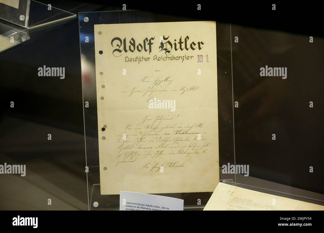 An original letter by Adolf Hitler is display the museum at Simon ...