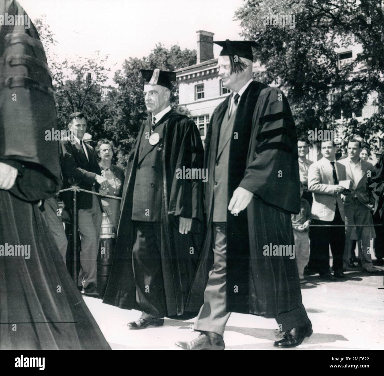 President Dwight D. Eisenhower, right, walks with former President of ...
