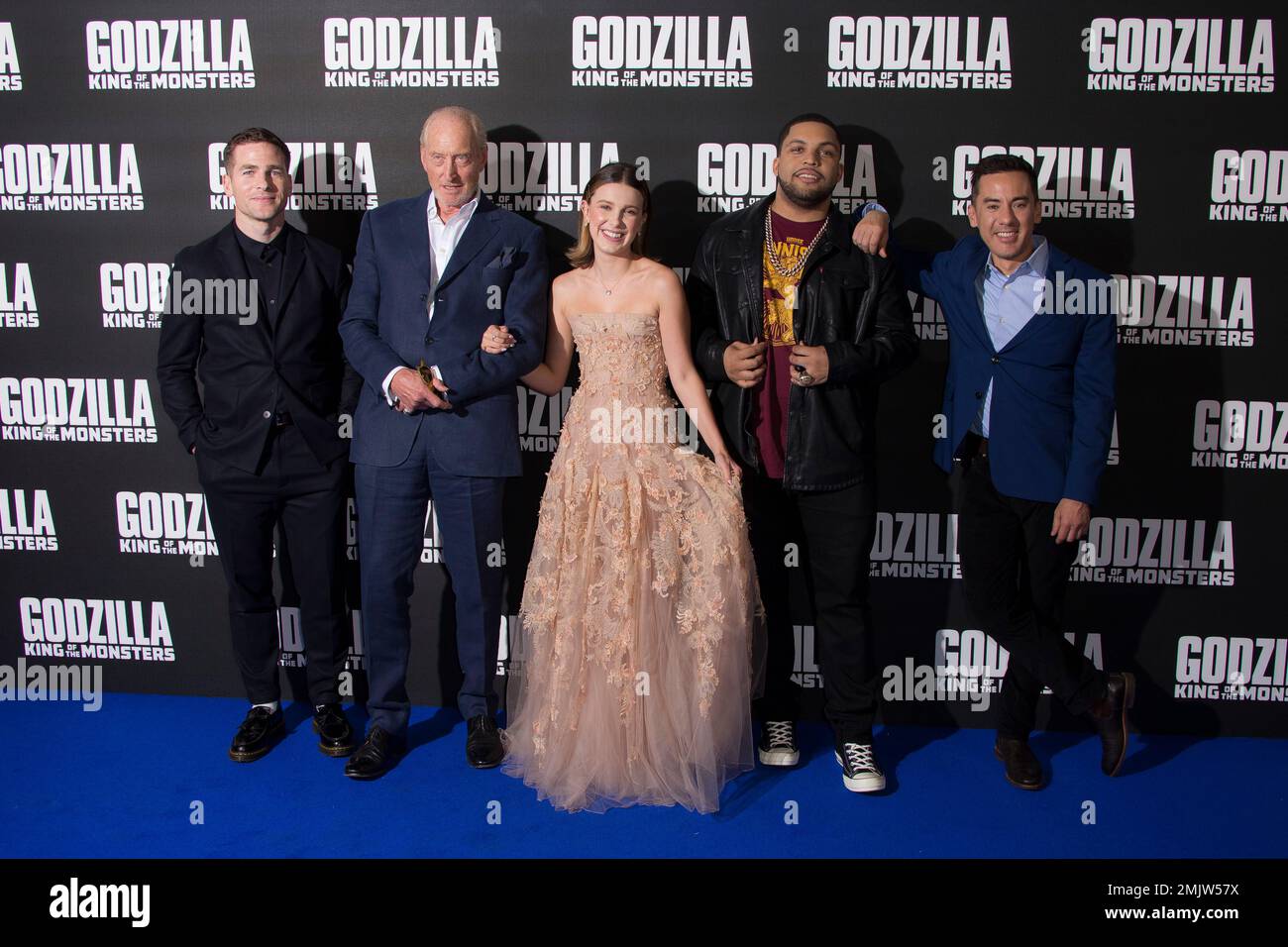 Producer Zach Shields, from left to right, actors Charles Dance, Millie ...